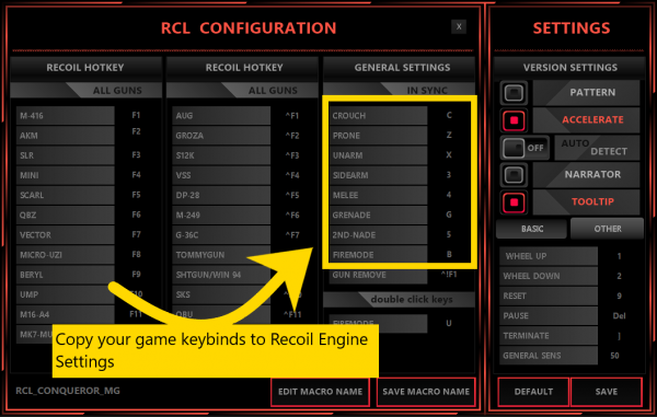 Copy All Your In Game Key Binds To Recoil Engine Rclmacro Engine Autodetection Maker